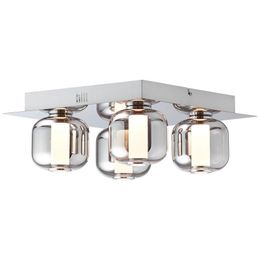 Brilliant Deckenleuchte &raquo;Rafa&laquo; LED-Modul 1 Stk. Warmwei&szlig; LED Deckenlampe 4flg chrom/rauchglas grau