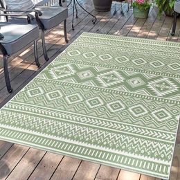 Carpet City Outdoorteppich &raquo;PALM 3522&laquo; rechteckig 5 mm H&ouml;he L&auml;ufer, Wetterfest & UV-best&auml;ndig, f&uuml;r Balkon, Terrasse, K&uuml;che, flach gr&uuml;n Polypropylen