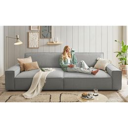 Home Affaire Big-Sofa &raquo;NEU: SHERWOOD XXL, Big-Sofa (316cm), extra tiefe Sitzfl&auml;che 95 cm&laquo; bequemer Sitzkomfort, Cord u. Leinenoptik, Kedernaht silber 