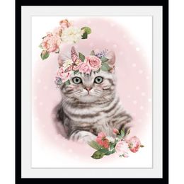 queence Bild &raquo;Simbah&laquo; Blumen Haustiere Katze Katzenbilder 1 Stk. tlg. HD Premium Poster-Druck inkl. Holzrahmen bunt Acrylglas, Holz, Papier