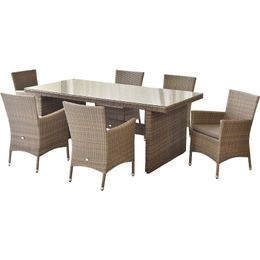 Merxx Garten-Essgruppe &raquo;Teneriffa&laquo; Set, 13 tlg. inkl. 6 Sessel, 6 Auflagen, 1 Tisch Aluminium, Kunststoff