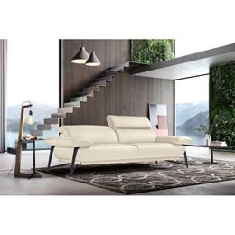 Egoitaliano 2,5-Sitzer &raquo;Anais, Designsofa mit erstklassigem Sitzkomfort, Fu&szlig;farbe schattengrau&laquo; Kopfteil verstellbar, 232 cm, Leder BULL, cremewei&szlig; beige Leder &raquo;