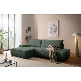 Home Affaire Ecksofa &raquo;SHERWOOD, Schlafsofa in L-Form offen (275cm), Cord, Leinenoptik&laquo; Schlaffunktion und Bettkasten, Kedernaht, hoher Sitz- & 