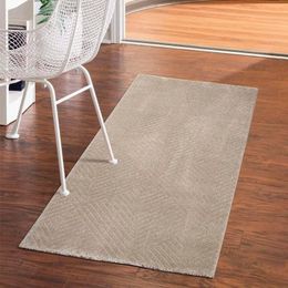 Carpet City Teppich &raquo;Frise&eacute;-Teppich FANCY 904&laquo; rechteckig 12 mm H&ouml;he L&auml;ufer, Kurzflor Wohnzimmer, florale 3D-Optik, f&uuml;r Schlafzimmer beige Polypropylen (PP)
