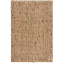 FLAIR RUGS Teppich &raquo;Jute Boucle&laquo; rechteckig 7 mm H&ouml;he aus 100% Jute, mit Fransen, aus Naturfasern gr&uuml;n Jute