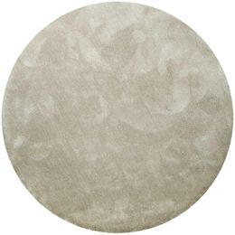 Teppich &raquo;Pisa&laquo; rund 25 mm H&ouml;he Hochflor, Microfaser, uni, weich, Shaggy, Wohnzimmer, Schlafzimmer beige Polyester