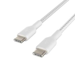 Belkin USB-Kabel &raquo;Geflochtenes BOOST CHARGE&laquo; USB-C 200 cm USB-C / USB-C wei&szlig; Intelligente Schaltung: Automatische Anpassung der Ladegeschwindigkeit f&uuml;r 