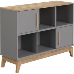Paidi Sideboard &raquo;STIENE in Beige oder Grau, 6 F&auml;cher und 2 Schiebet&uuml;ren mit Soft-Close&laquo; B/H/T ca. 124/91/40cm, stabiles Regal mit Massivholz, 