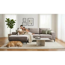 OTTO home Ecksofa &raquo;Polsterecke Oland, Struktur, Flachgewebe, Luxus-Microfaser, Boucle&laquo; L-Form, 280 cm, Wellenunterfederung, Skandi-Design, Metallf&uuml;&szlig;e 