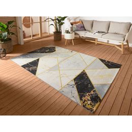 Hanse Home Outdoorteppich &raquo;Noble&laquo; rechteckig 3 mm H&ouml;he In-& Outdoor, Teppich, Wetterfest, Balkon, Garten, Wohnzimmer, Gold schwarz Polyester, 