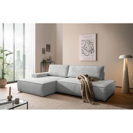 Home Affaire Ecksofa &raquo;SHERWOOD, Schlafsofa in L-Form offen (275cm), Cord, Leinenoptik&laquo; Schlaffunktion und Bettkasten, Kedernaht, hoher Sitz- & 