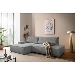 Home Affaire Ecksofa &raquo;SHERWOOD, Schlafsofa in L-Form offen (275cm), Cord, Leinenoptik&laquo; Schlaffunktion und Bettkasten, Kedernaht, hoher Sitz- & 