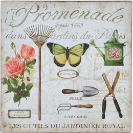 AMBIENTE HAUS Metallbild &raquo;Metallbild - Garten (Gr&uuml;n Giesskanne)&laquo; 1 Stk. tlg. gold Metall