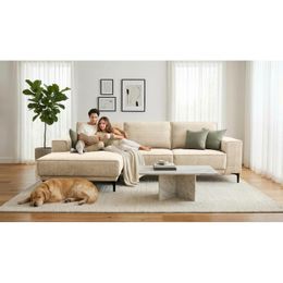 OTTO home Ecksofa &raquo;Polsterecke Oland, Struktur, Flachgewebe, Luxus-Microfaser, Boucle&laquo; L-Form, 280 cm, Wellenunterfederung, Skandi-Design, Metallf&uuml;&szlig;e 