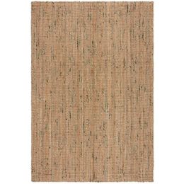 FLAIR RUGS Teppich &raquo;Jute Boucle&laquo; rechteckig 7 mm H&ouml;he aus 100% Jute, mit Fransen, aus Naturfasern gr&uuml;n Jute