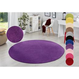 Hanse Home Teppich &raquo;Fancy&laquo; rund 7 mm H&ouml;he Kurzflor, Weich, Einfarbig, Wohnzimmer, Schlafzimmer, Esszimmer lila Kunstfaser