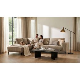 OTTO home Ecksofa &raquo;OLAND L-Form, B: 289 cm, Skandi-Design&laquo; Struktur, Flachgewebe, Luxus-Microfaser, Boucle beige 100% Polyester