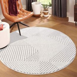 Carpet City Teppich &raquo;LOUNGE 0632&laquo; rund 15 mm H&ouml;he Kurzflor-Teppich Modern, Hoch-Tief-Struktur, Wohnzimmer, Schlafzimmer grau Obermaterial: 100% Polyester