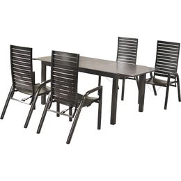 Merxx Garten-Essgruppe &raquo;Siros&laquo; Set, 5 tlg. inkl. 4 Sessel, 1 Ausziehtisch Aluminium