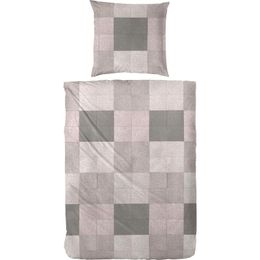 Primera Bettw&auml;sche &raquo;Glencheck&laquo; 2 Stk. mit Patchwork Karo grau Flanell, Obermaterial: 100% Baumwolle