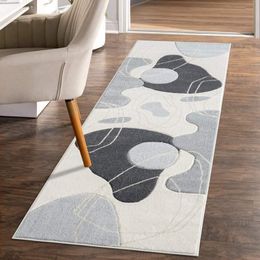 Carpet City Teppich &raquo;BONITO 7158&laquo; rechteckig 11 mm H&ouml;he L&auml;ufer, Flachflor, Hochtief-Muster/ 3D-Effekt, Geo-Muster, Wohnzimmer grau Obermaterial: 100% Polypropylen