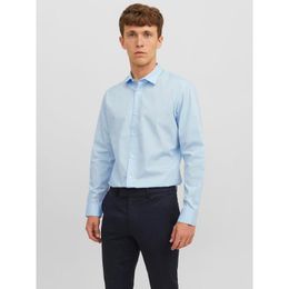 Jack & Jones Jack & Jones Herren Langarmhemd &raquo;JJJOE SHIRT LS PLAIN&laquo; Materialmix, slim fit blau L, N-Gr
