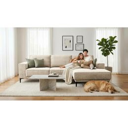 OTTO home Ecksofa &raquo;Polsterecke Oland, Struktur, Flachgewebe, Luxus-Microfaser, Boucle&laquo; L-Form, 280 cm, Wellenunterfederung, Skandi-Design, Metallf&uuml;&szlig;e 