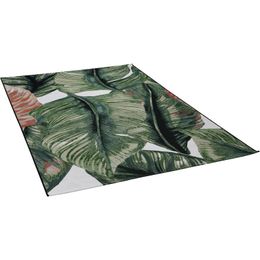 Tom Tailor HOME Teppich &raquo;Garden Leaf&laquo; rechteckig 3 mm H&ouml;he Flachgewebe, In- und Outdoor geeignet, Wohnzimmer gr&uuml;n Kunstfaser