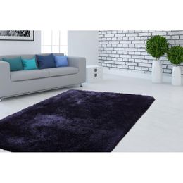 Kayoom Hochflor-Teppich &raquo;Cosy&laquo; rechteckig 80 mm H&ouml;he Besonders weiche Microfaser, dichter hochwertiger Langflor, Wohnzimmer blau Kunstfaser