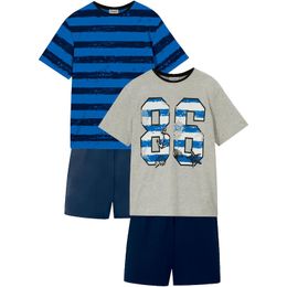 bonprix Kinder bonprix Shorty &raquo;Shorty mit weicher Baumwolle (4-tlg. Set)&laquo; Set, 4 tlg. lockere Passform, aus Baumwolle und Viskose, 4-teiliges Set blau