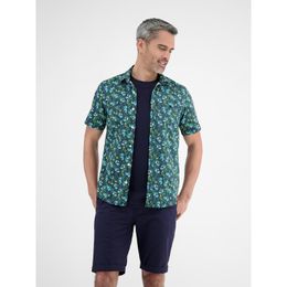 Lerros Herren Lerros Kurzarmhemd &raquo;Herren Poplin-Stretchhemd, floral gemustert&laquo; blau S, Normalgr&ouml;&szlig;en