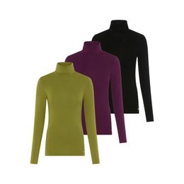 Laura Scott Damen Longsleeve 3er-Pack, das perfekte Basic mit Rollkragen bunt 32/34