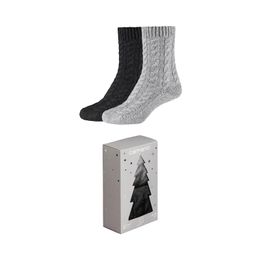 Camano Damen Sneakersocken &raquo;warm & cozy&laquo; 2 Stk. tlg. mit Zopfmuster, Rippenb&uuml;ndchen 35-38