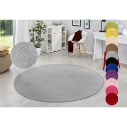 Hanse Home Teppich &raquo;Fancy&laquo; rund 7 mm H&ouml;he Kurzflor, Weich, Einfarbig, Wohnzimmer, Schlafzimmer, Esszimmer grau Kunstfaser