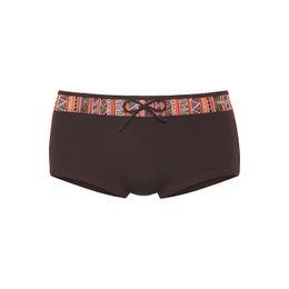Buffalo Damen Bikini-Hotpants Mit bedrucktem Kontrasteinsatz braun 34, N-Gr
