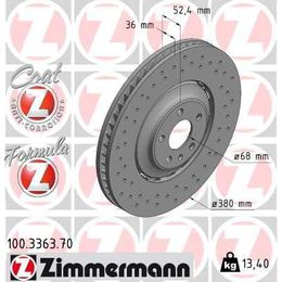 Zimmermann Bremsscheibe FORMULA Z COAT 100.3363.70 vorne rechts links Gelocht 380mm f&uuml;r VAG 4H0615301L 4H0615301AC 4H0615301G