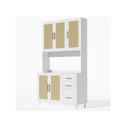 ABRIHOME K&uuml;chenschrank mit LED 2 USB und 3 Schubladen 183cm in Wei&szlig; | Gr.: onesize