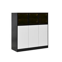 ABRIHOME Sideboard in Schwarz 100x40x105 cm mit LED Beleuchtung 6 T&uuml;ren und 14 F&auml;chern | Gr.: onesize