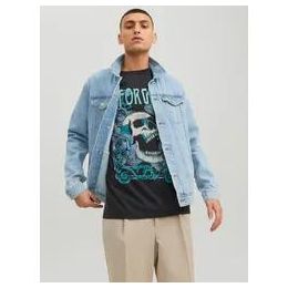 Jack & Jones Jeansjacke JACK & JONES "JJIJEAN Denimjacke, ideal f&uuml;r Fr&uuml;hling, mit Knopfleiste und Taschen", Herren, Gr. M, blau (blau denim), Denim/Jeans, Obermaterial: 100% Baumwolle, Abriebeffekte, B&uuml;ndchen, Jacken Jeansjacke, Abriebeffekte, modisch, regular fit, Baumwolle