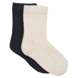 Minymo Kinder Socken "Socks Pointelle (2-pack)" in Wei&szlig; | Gr.: 27-30