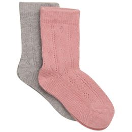 Minymo Kinder Socken "Socks Pointelle (2-pack)" in Grau | Gr.: 19-22