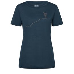 super.natural Merino T-Shirt W GIPFELGL&Uuml;CK TEE in blau | Gr.: XS