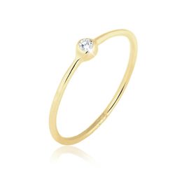Elli Ringe - Ring Solit&auml;r Zirkonia 375er Gelbgold - Gr. 54 MM - in Wei&szlig; - f&uuml;r Damen