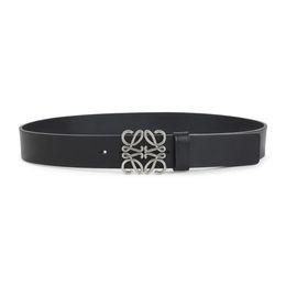 Loewe G&uuml;rtel - Chunky Vintage Palladium Buckle Belt In Black Calf - Gr. 90 - in Schwarz - f&uuml;r Damen