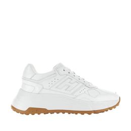 Hogan Low-Top Sneaker - All-White Lace-Up Sneakers With Embossed Logo - Gr. 40 (EU) - in Wei&szlig; - f&uuml;r Damen