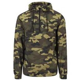 Anorak Urban Classics "Urban Classics Herren Camo Pull Over Windbreaker", Herren, Gr. S, woodcamo, 100% Polyester, mehrfarbig, normal, ohne Ausschnitt, Jacken
