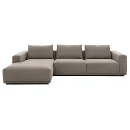 Ecksofa Musterring "JustB PM200, mit Holzrahmen in schwarz", stone, B:316cm H:78cm T:166cm, 94% Polyester, 6% Nylon, Sofas, Ecksofa, Anreihsofa rechts & Longchair links, mit Armlehnen, inkl. R&uuml;ckenkissen
