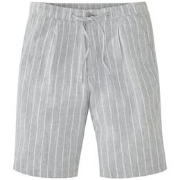 Knowledge Cotton Apparel Herrenshorts Leinen gestreift M Grau