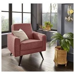Sessel exxpo - SOFA FASHION "Samso, Loungesessel mit tollem Sitzkomfort", rot (coralle), B:82cm H:87cm T:49cm, Sessel, Sessel, Komfortsitzh&ouml;he 49cm