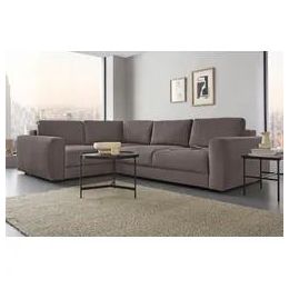 Ecksofa Home Affaire "Bloomfield, Breite 304cm, Mega Polsterecke mit viel Platz, L-Form", grau (taupe), B:224cm H:84cm T:304cm, 100% Polyester, Sofas, Ecksofa, extra tiefe Sitzfl&auml;che, wahlweise mit Sitztiefenverstellung